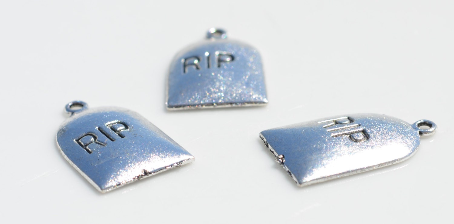 5 RIP Grave Marker Silver Tone Charms SC2080 - Etsy
