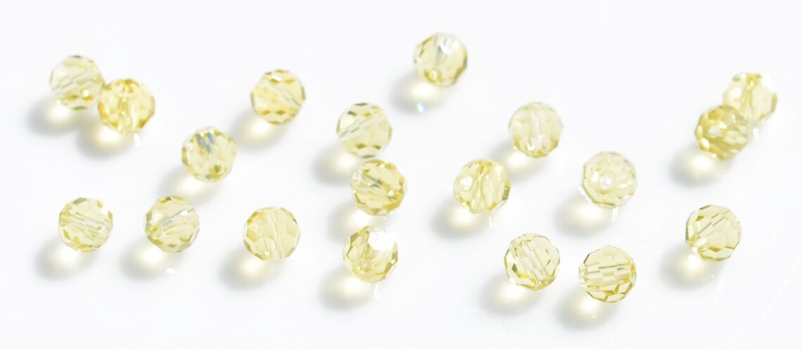90 Light Yellow Crystal Round Beads 4mm BD344 - Etsy
