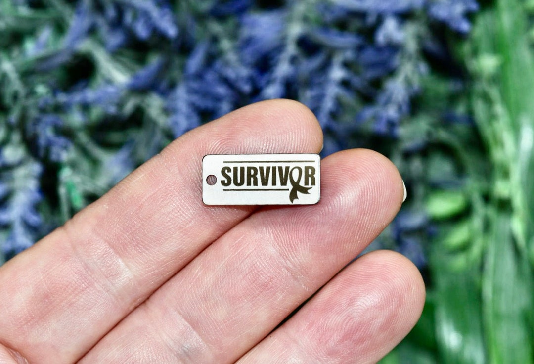 Survivor Custom Laser Engraved Stainless Steel Small Rectangle Charm ...