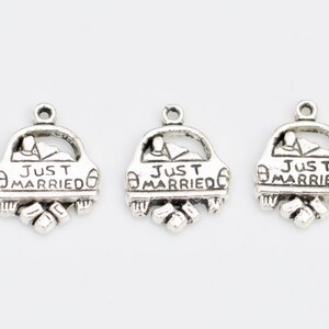 10 Just Married Silver Tone Charms SC6602 - Etsy