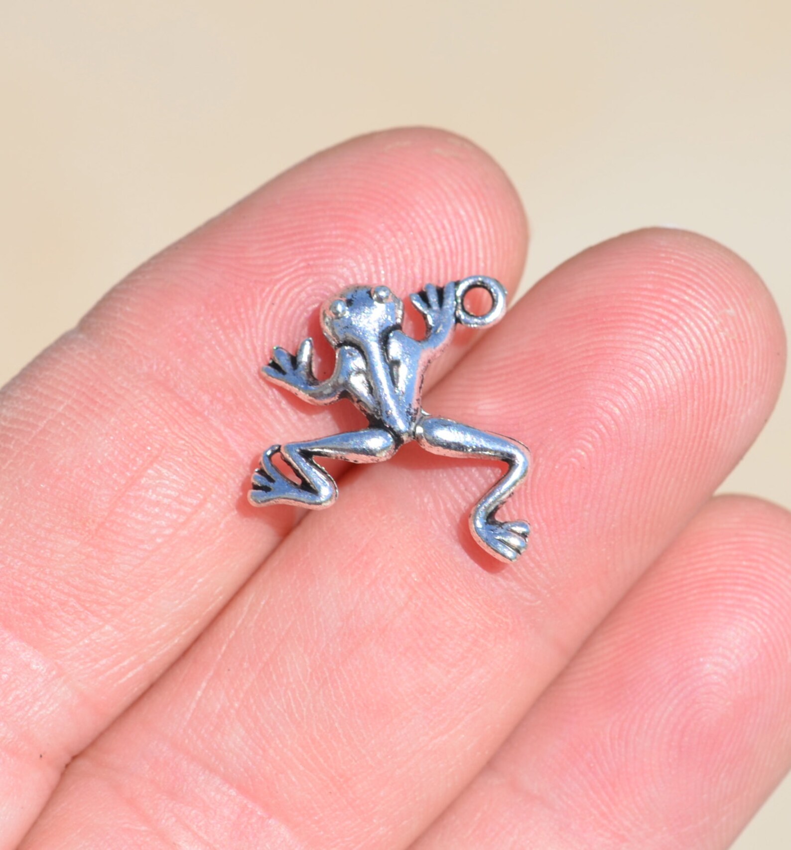 10 Frog Silver Tone Charms SC1829 | Etsy