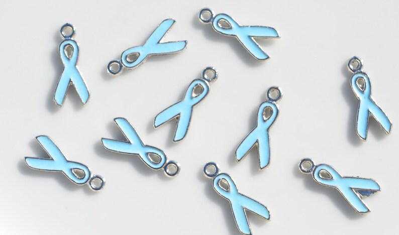 5 Light Blue Enamel Cancer Awareness Ribbon Charms SC1766 - Etsy