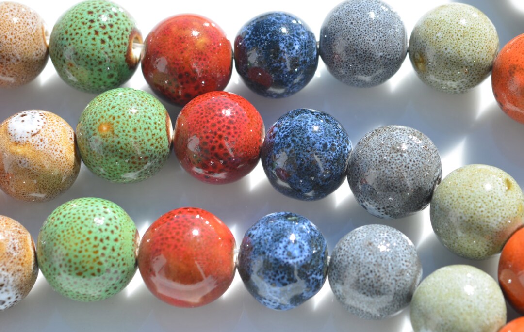 14 Round Ceramic 16mm Beads BD300 - Etsy