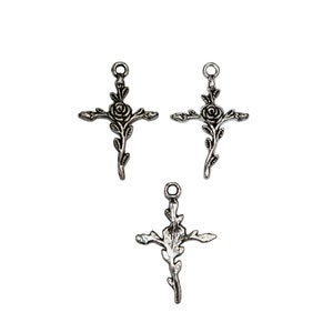1 Flowered Cross Silver Tone Charm SC1810 - Etsy