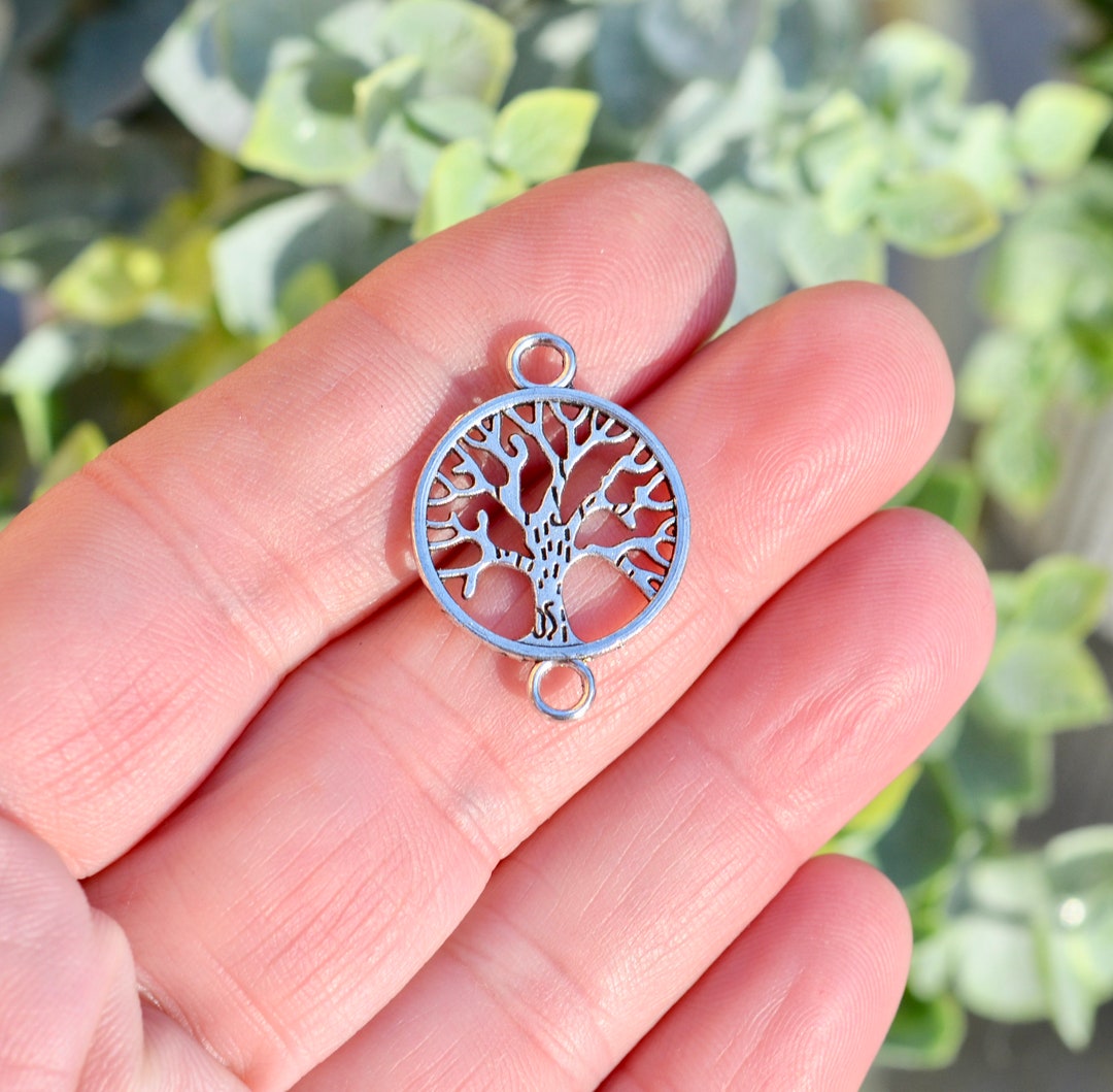 10 Tree Connector Silver Tone Charms SC2640 - Etsy