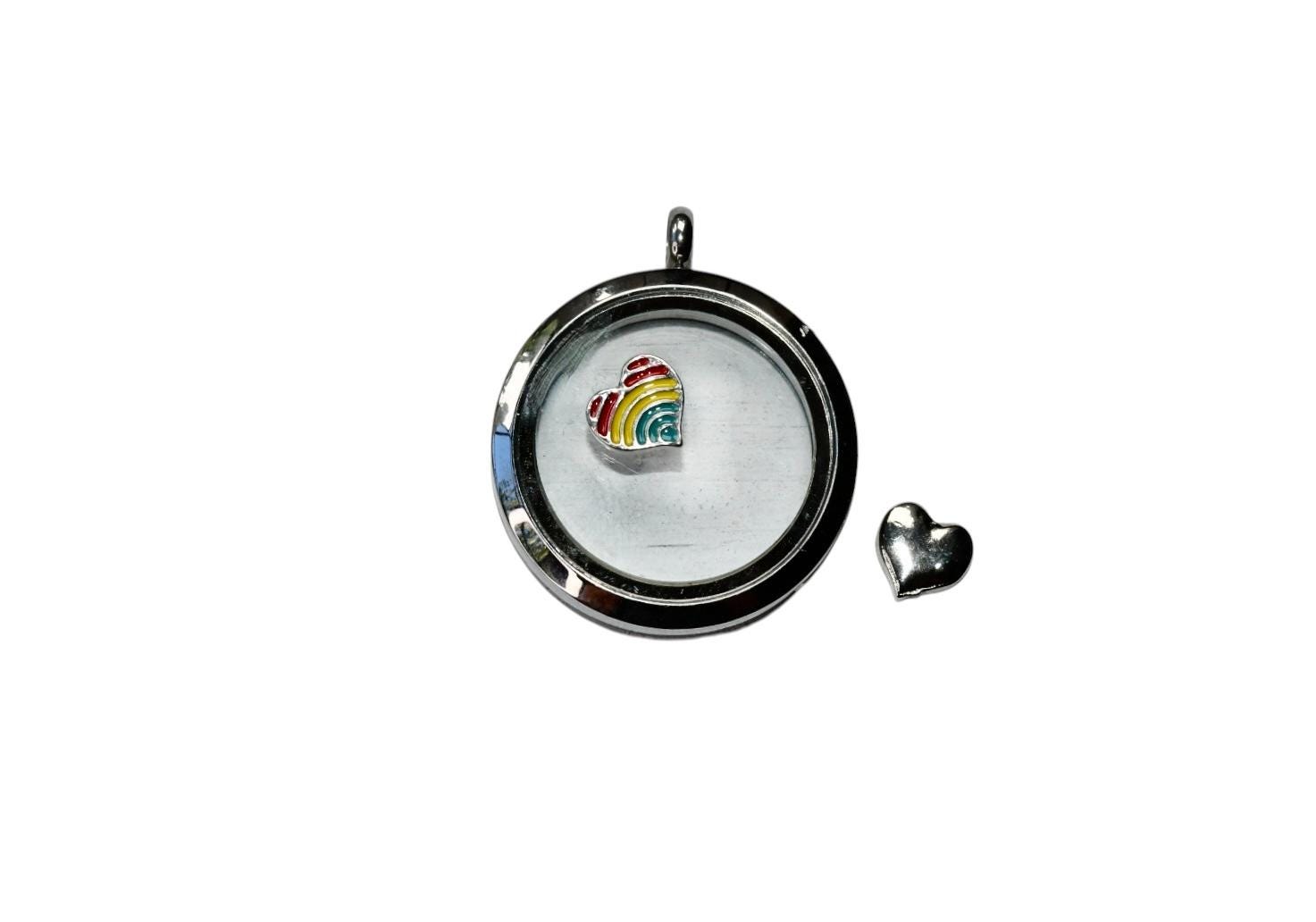 1 Memory Locket Rainbow Heart Charm FL500 - Etsy