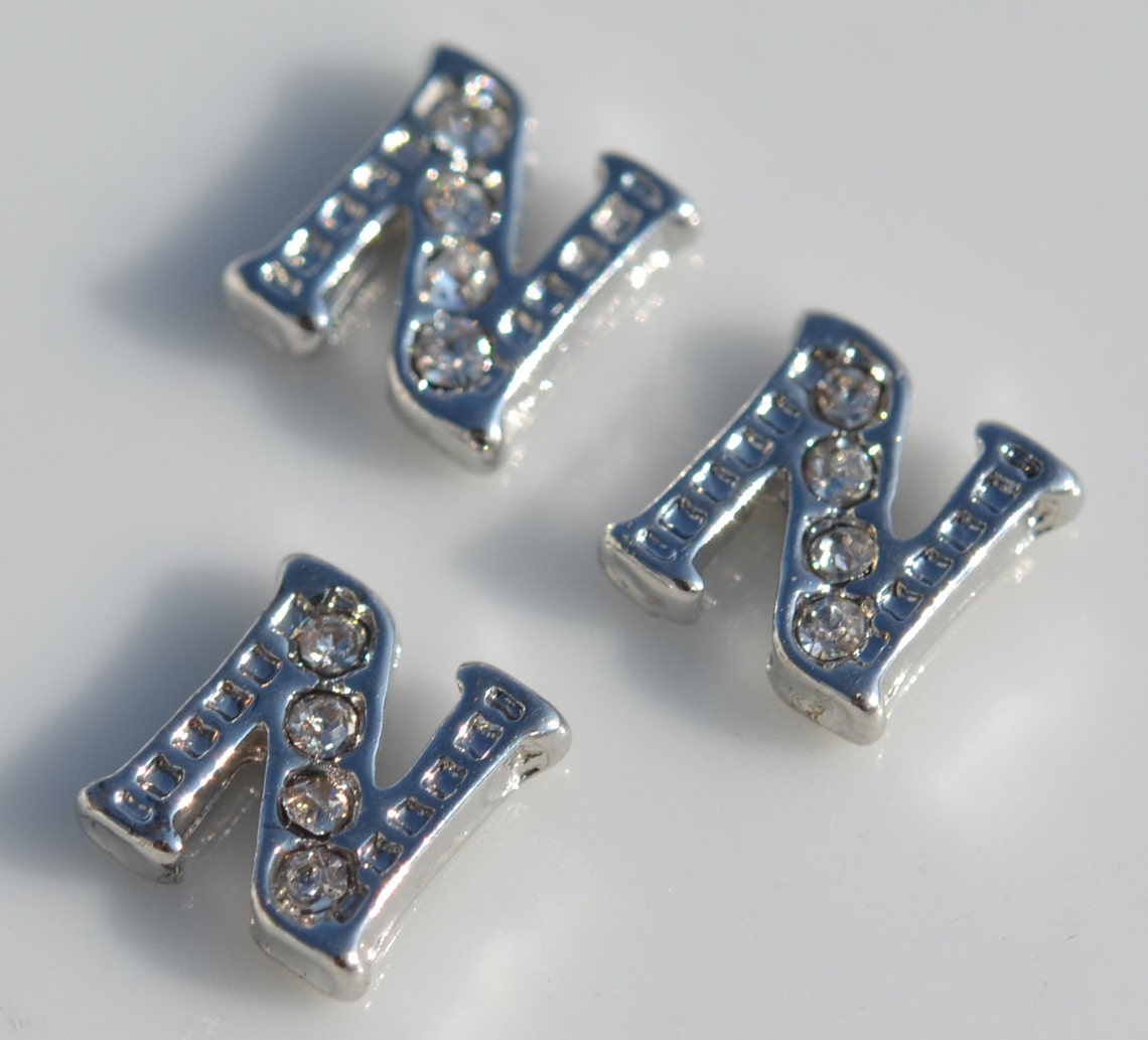 1 Memory Locket Letter N Silver Tone With Rhinestones Charm - Etsy