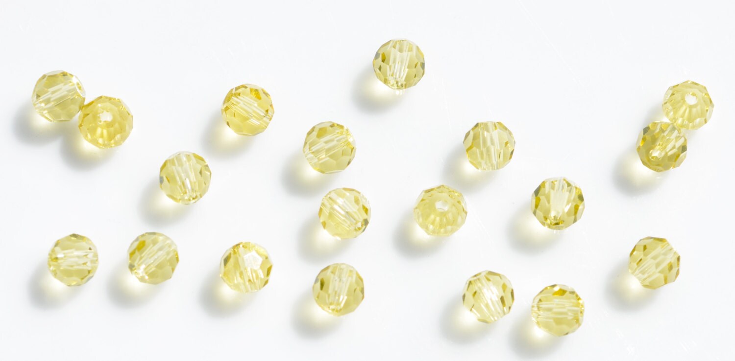 90 Light Yellow Crystal Round Beads 4mm BD344 - Etsy