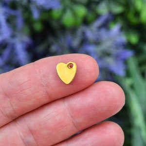 Personalized Tiny Gold Stainless Steel Heart Charm, Laser Engraved ...