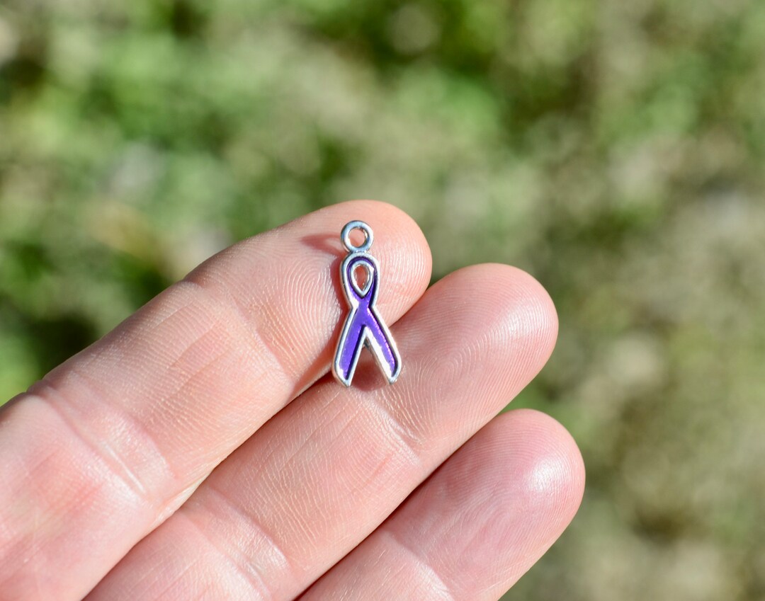 5 Purple Enamel Cancer Awareness Ribbon Charms SC1869 - Etsy