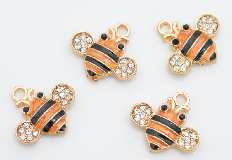 5 Gold and Black Enamel Bee Charms GC2746 - Etsy