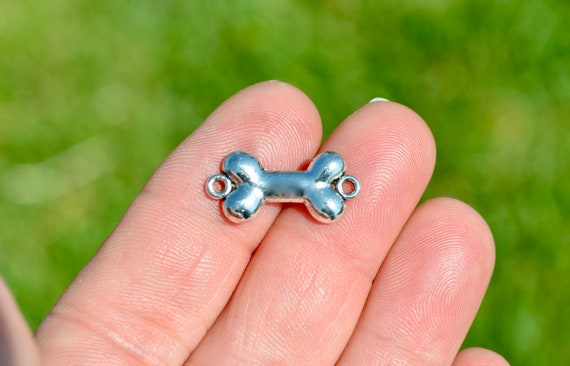 5 Dog Bone Silver Tone Connector Charms SC4219 - Etsy