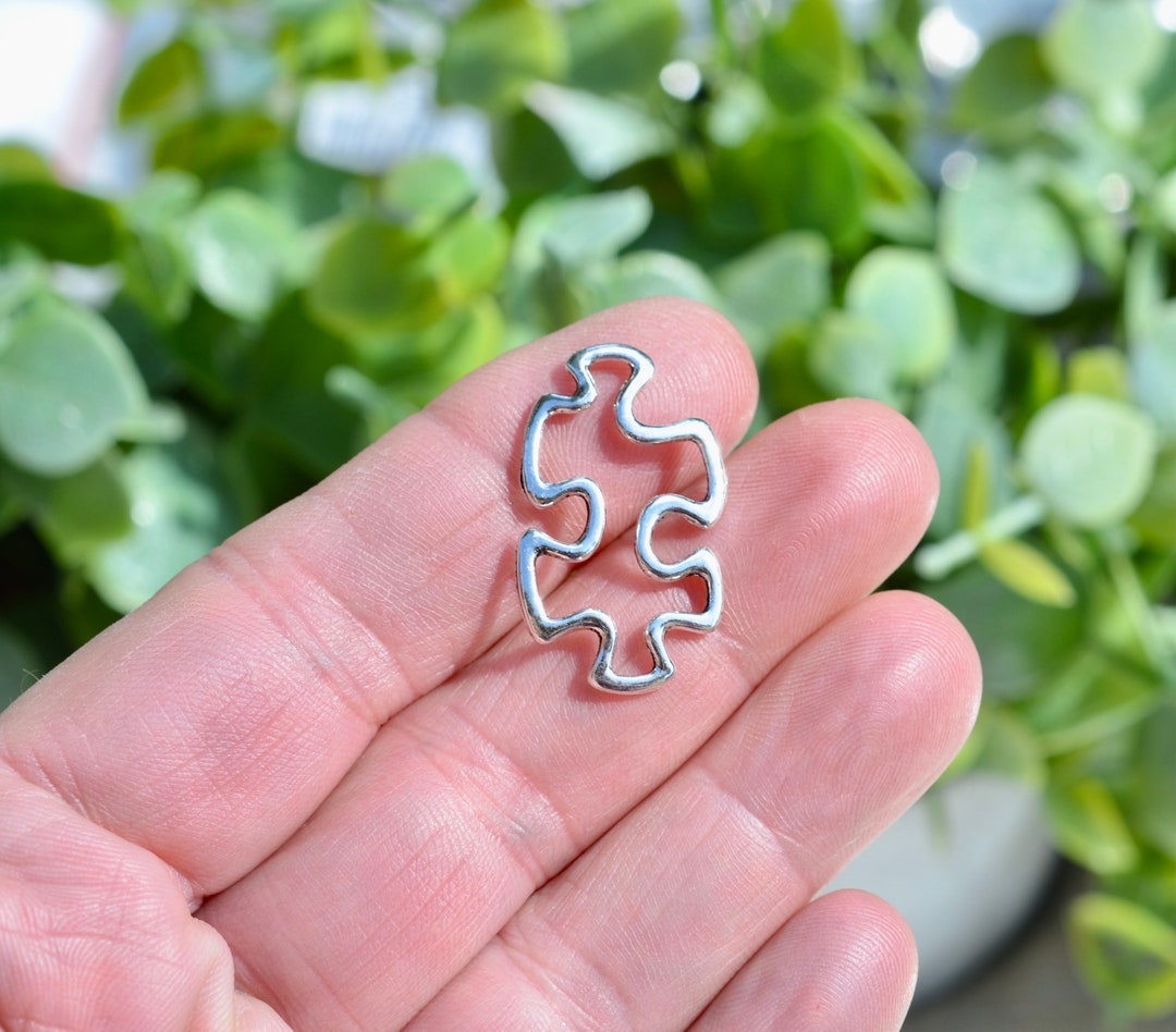 5 Puzzle Connector Piece Silver Tone Charms SC4260 - Etsy
