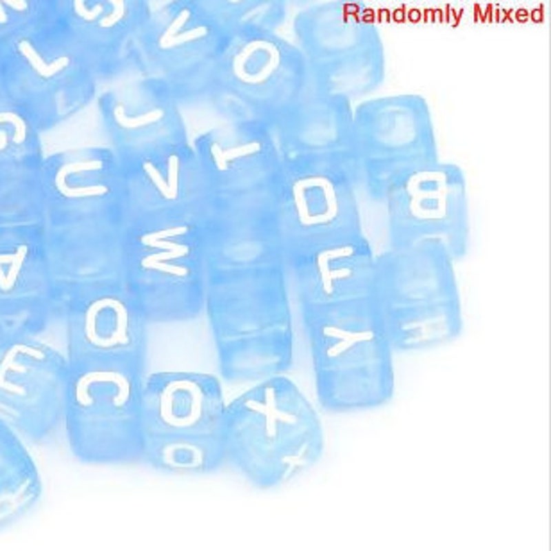 White Blue Alphabet Beads - Etsy