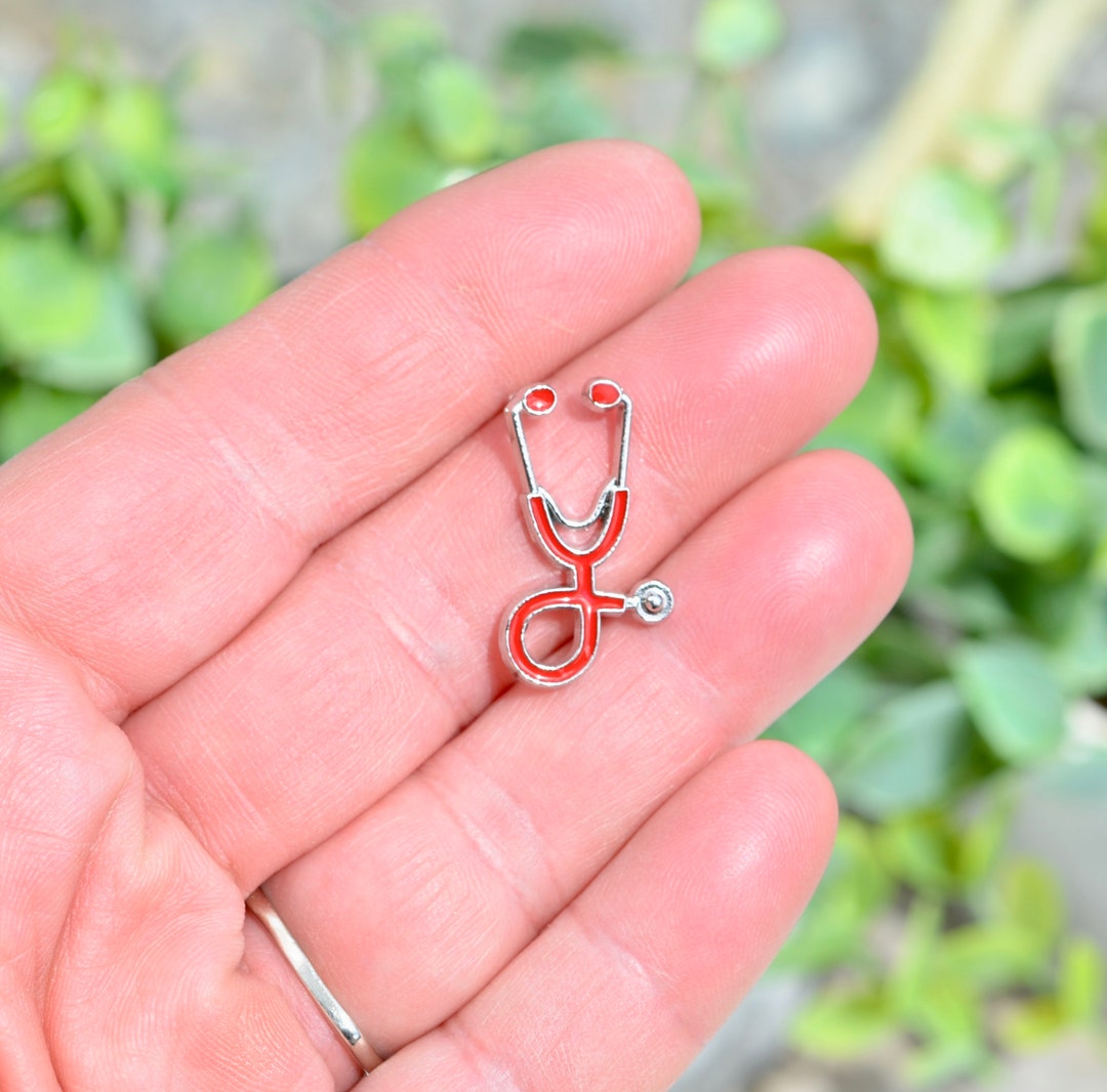1 Red Enamel Stethoscope Silver Tone Pin SC6891 - Etsy
