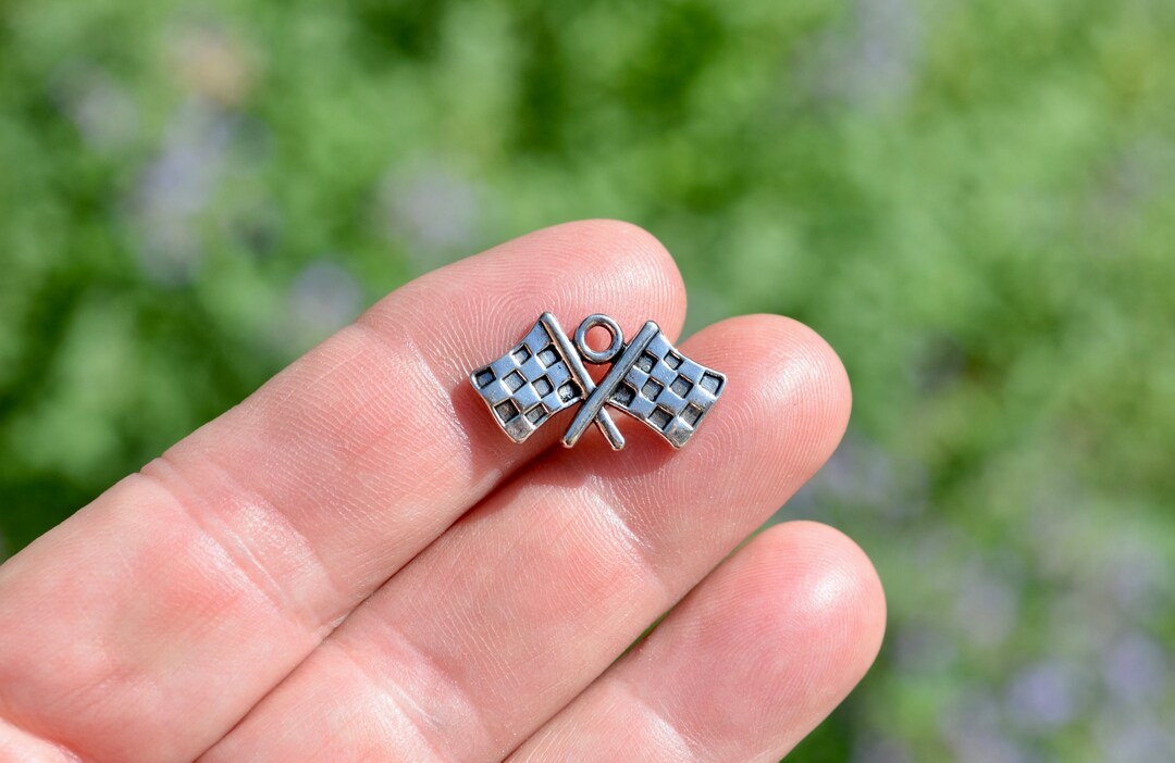 5 Checkered Flags Silver Tone Charms SC2510 - Etsy