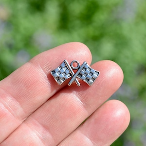 5 Checkered Flags Silver Tone Charms SC2510 - Etsy