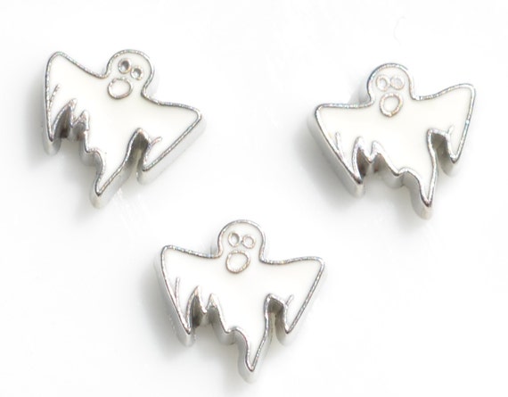 1 Memory Locket Scary Ghost White Enamel Charm FL227 - Etsy