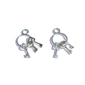 1 Tiny Key Ring Silver Tone Charm SC6552 - Etsy