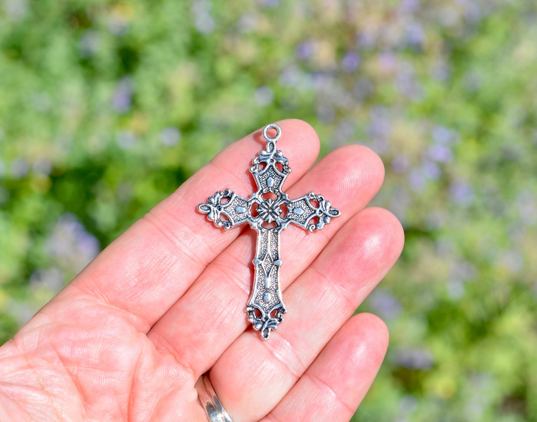BULK 20 Large Cross Silver Tone Pendants SC6234 - Etsy