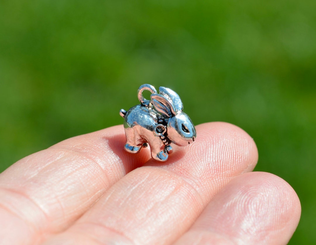 5 Bunny Rabbit 3D Silver Tone Charms SC2912 - Etsy