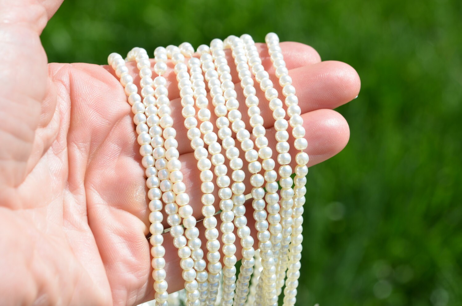1 Strand Light Ivory Color Glass Pearl Beads 4mm BD798 - Etsy