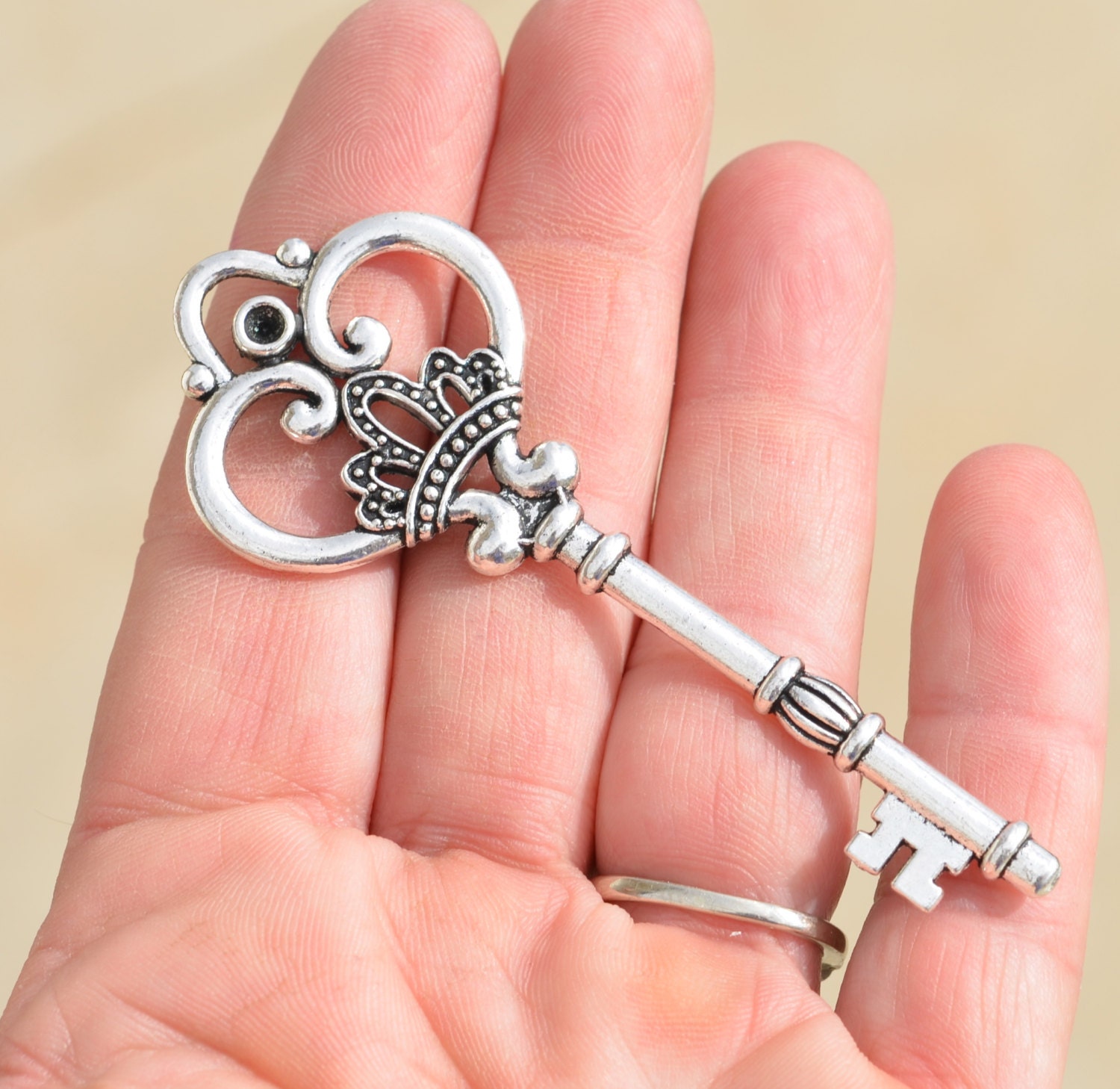 BULK 10 Large Skeleton Key Silver Tone Pendants SC2134 - Etsy