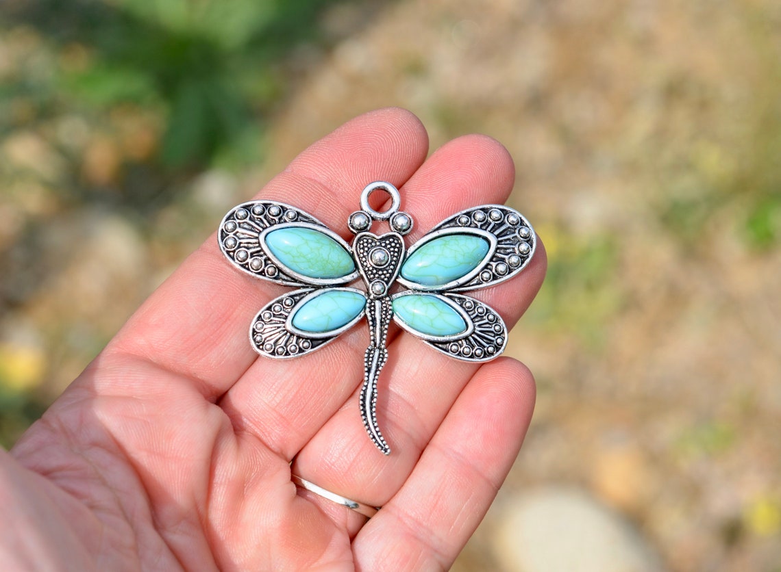 BULK 10 Boho Chic Dragonfly With Blue Tone Wings Charms | Etsy