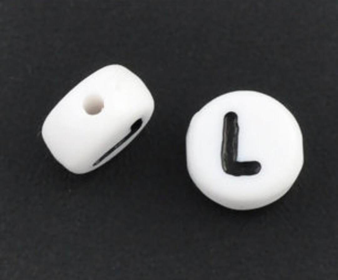 20 White Acrylic Letter L Beads, 7mm Round Alphabet Beads BD205 - Etsy