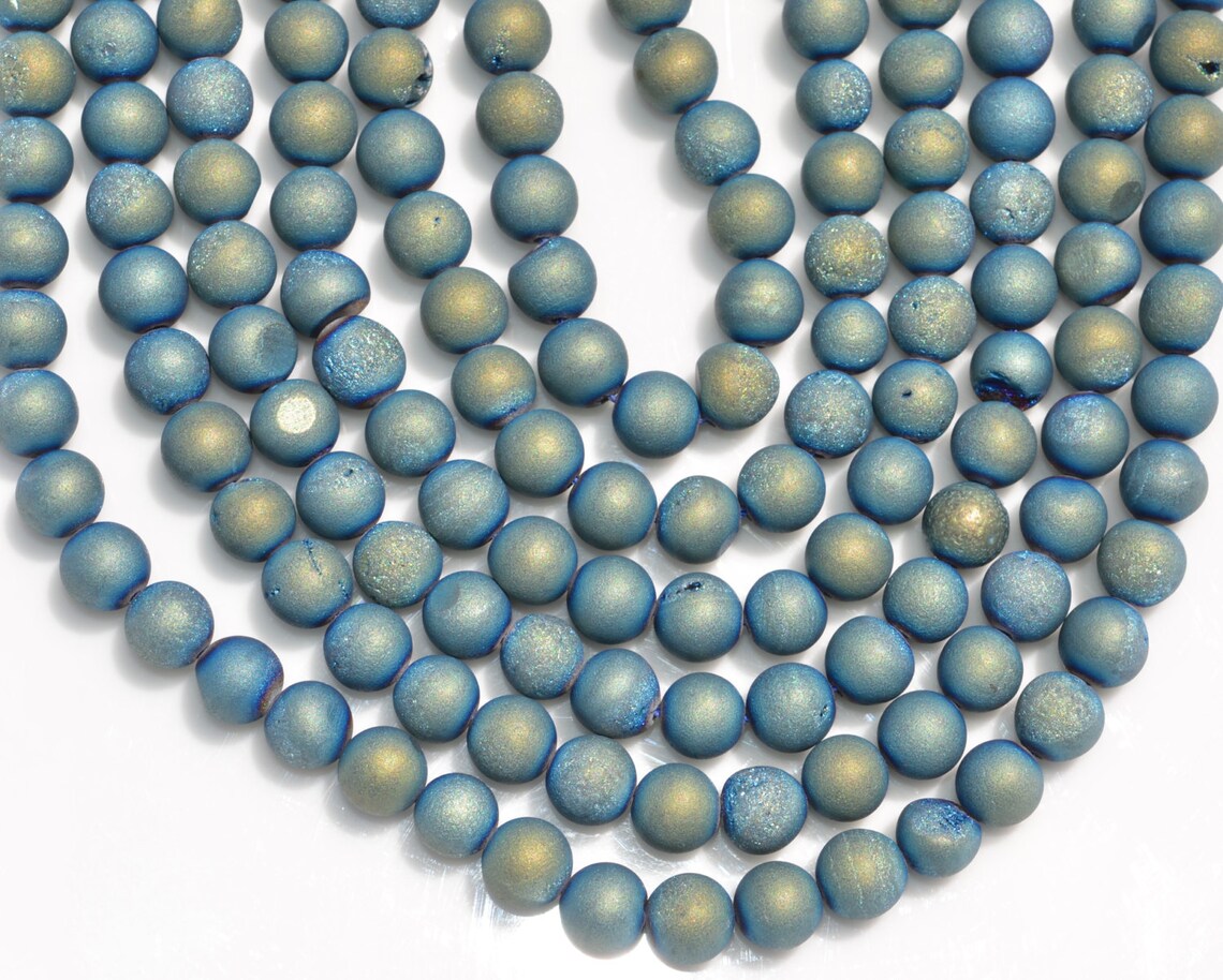 1 Strand Light Blue Metallic Titanium Coated Druzy Beads BD963 | Etsy