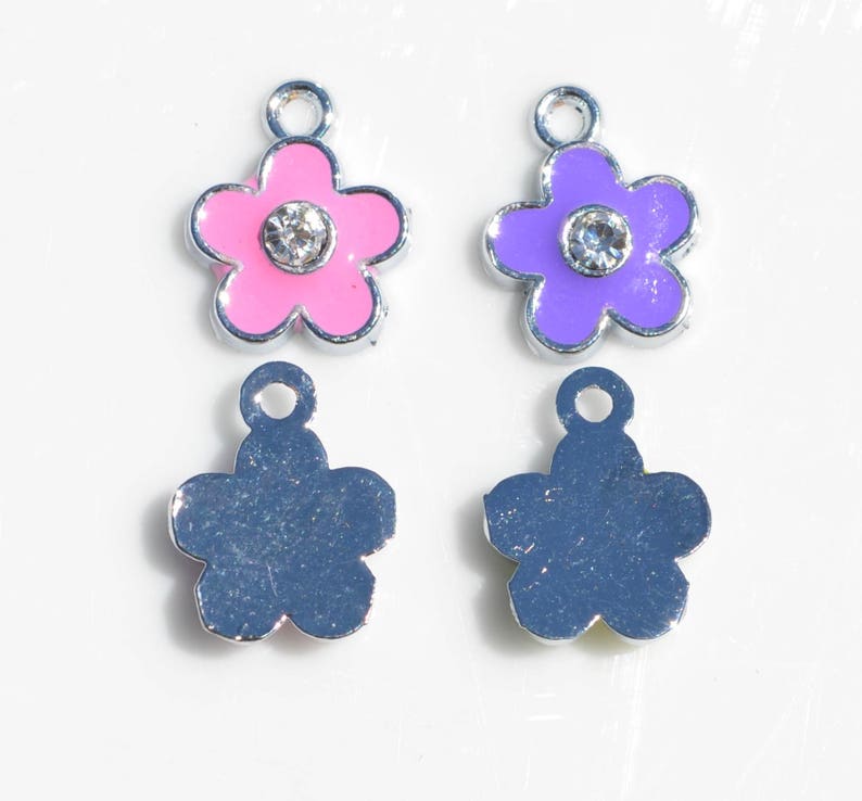 BULK 20 Enamel Mixed Color Flower Charms SC4129 | Etsy