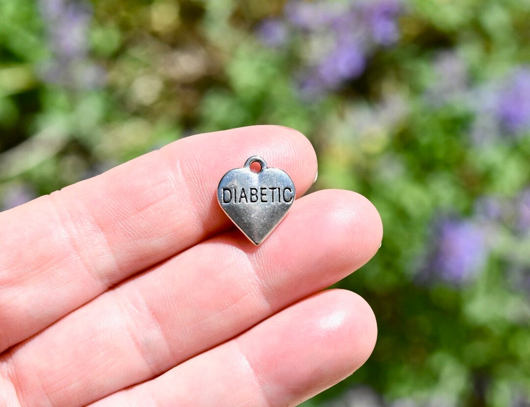1 Diabetic Silver Tone Heart Charm SC3570 - Etsy