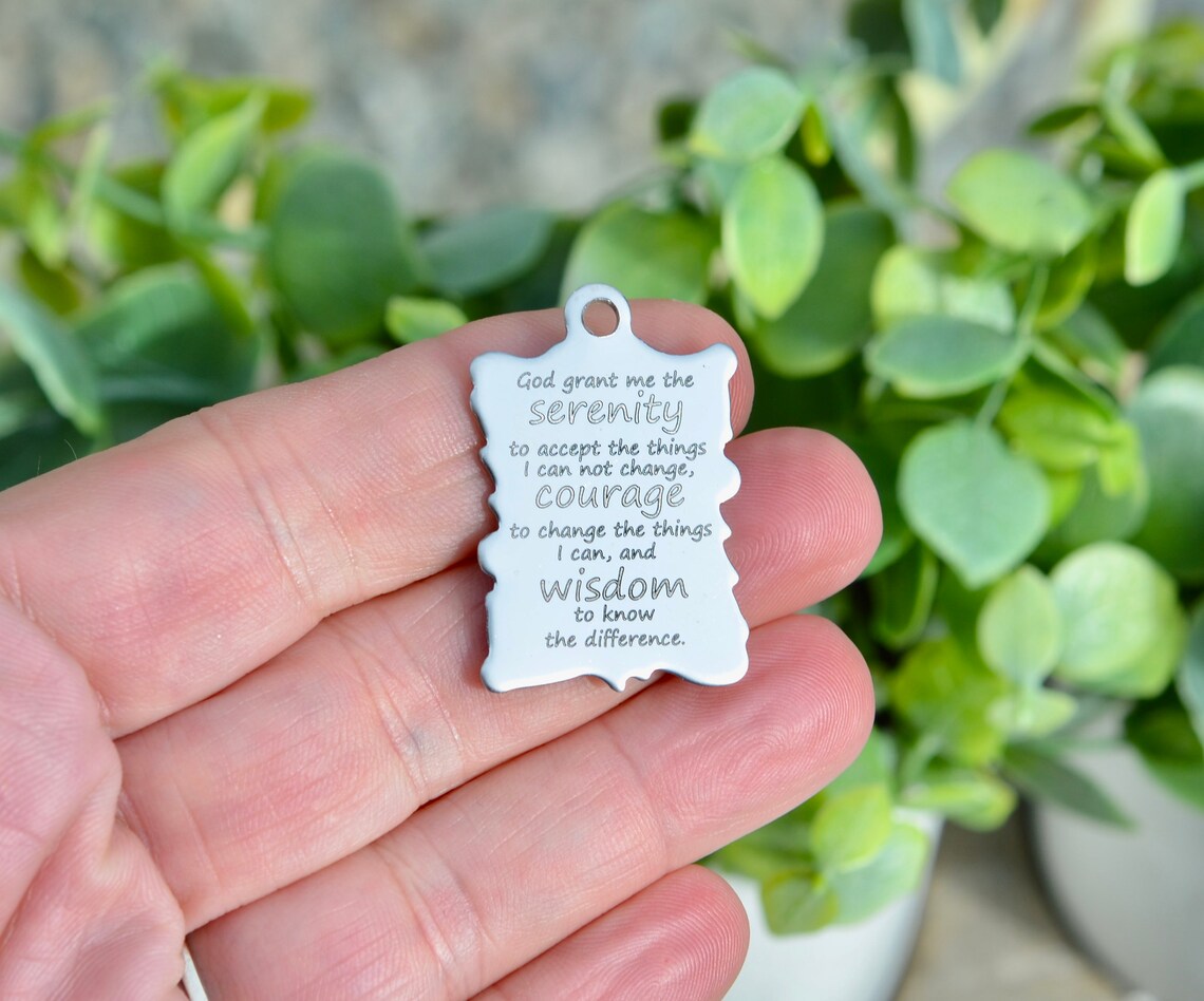 Serenity Prayer Laser Engraved Stainless Steel Pendant Charm CC830 - Etsy