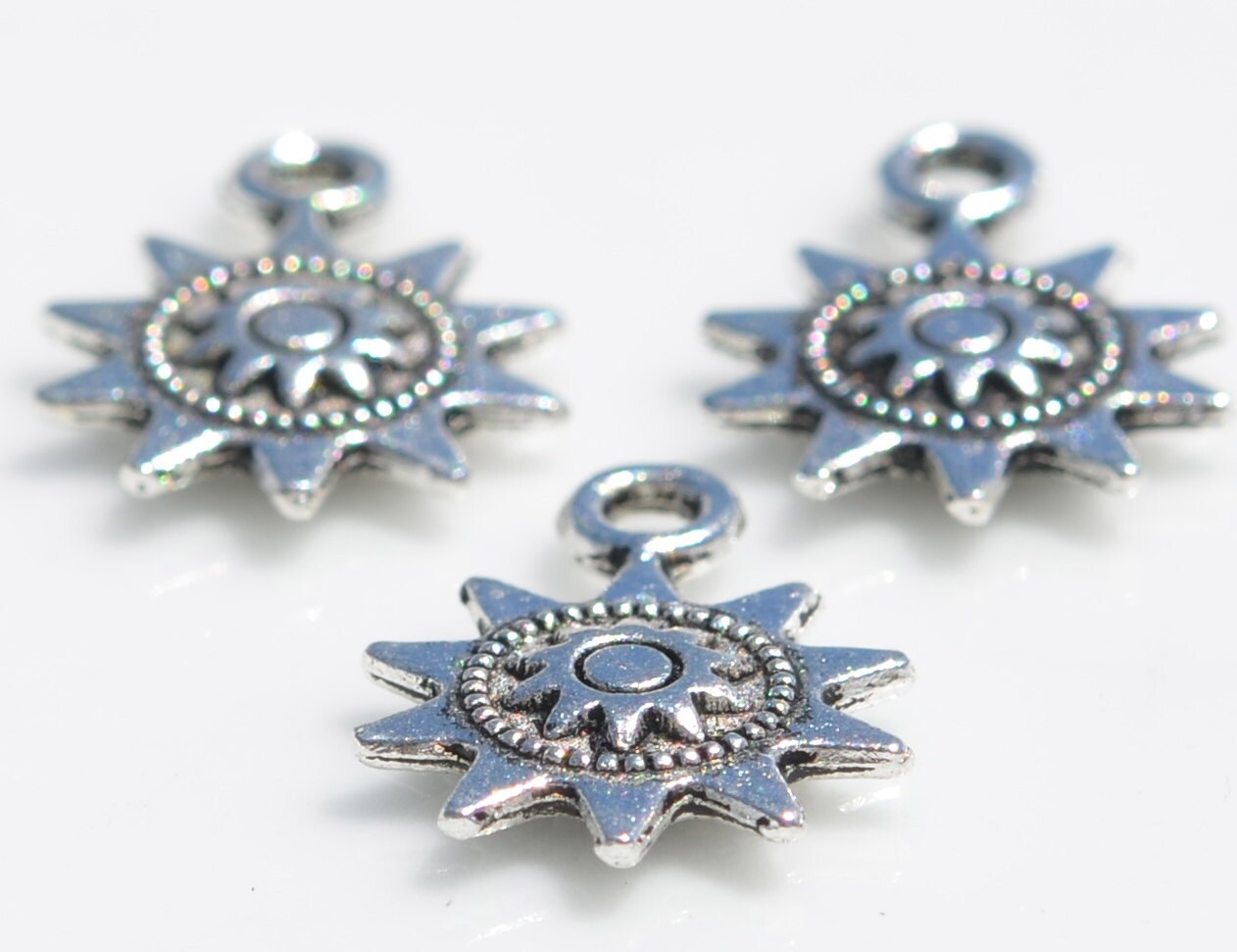 10 Sun Silver Tone Charms SC2952 | Etsy
