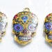 1 Gold Plated and Enamel Sugar Skull Charm GC3602 - Etsy