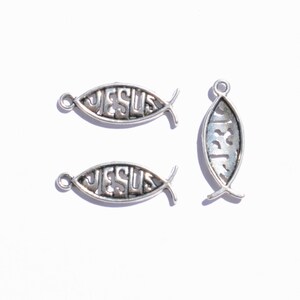 BULK 50 JESUS Fish Silver Tone Religious Charms SC6411 - Etsy