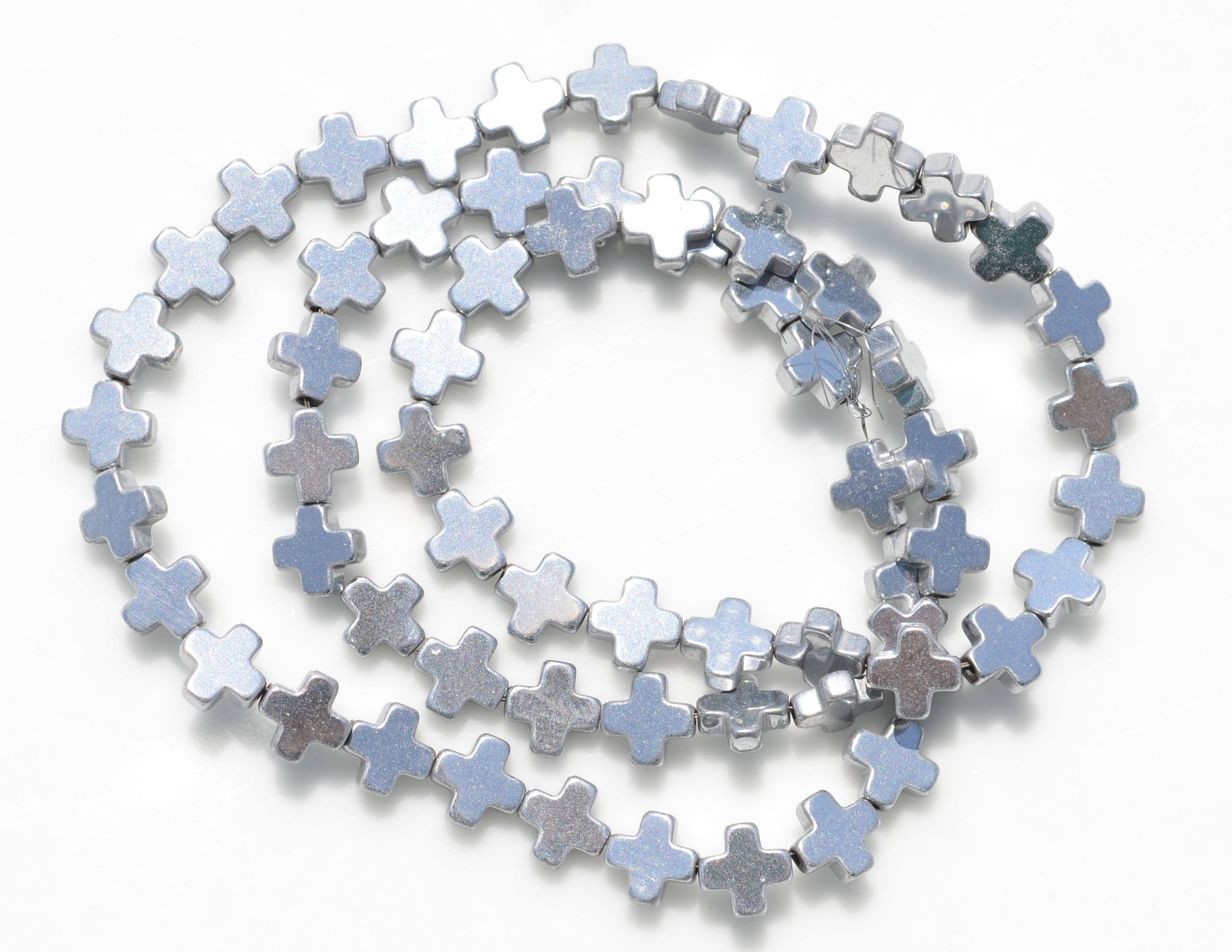 1 Strand Silver Hematite Cross Beads BD759 | Etsy