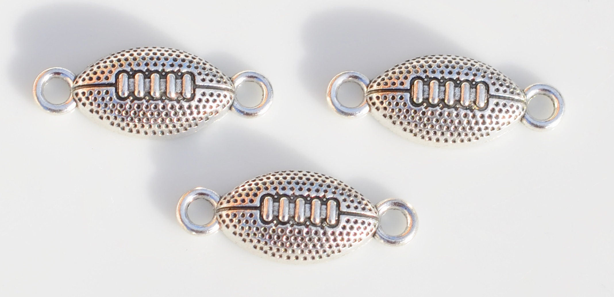 10 Football Connector Silver Tone Charms SC6640 - Etsy