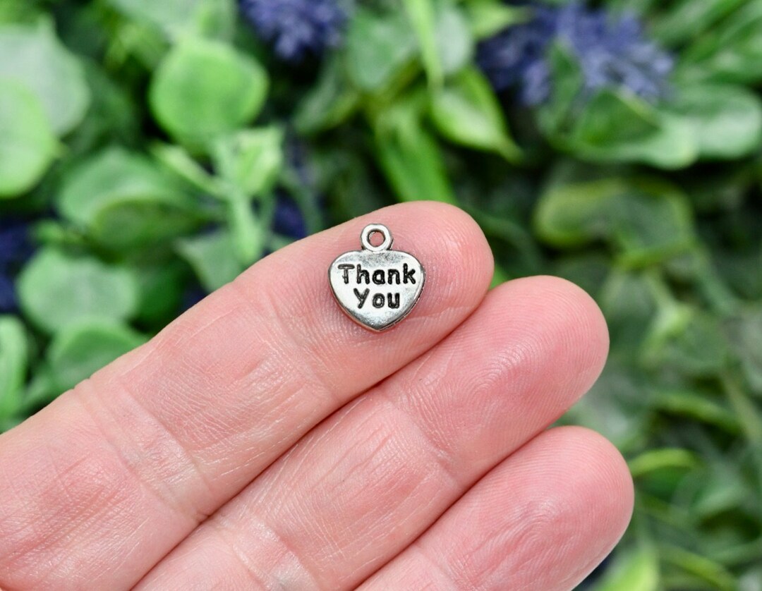 10 Heart Shaped, Thank You Silver Tone Charms SC5813 - Etsy