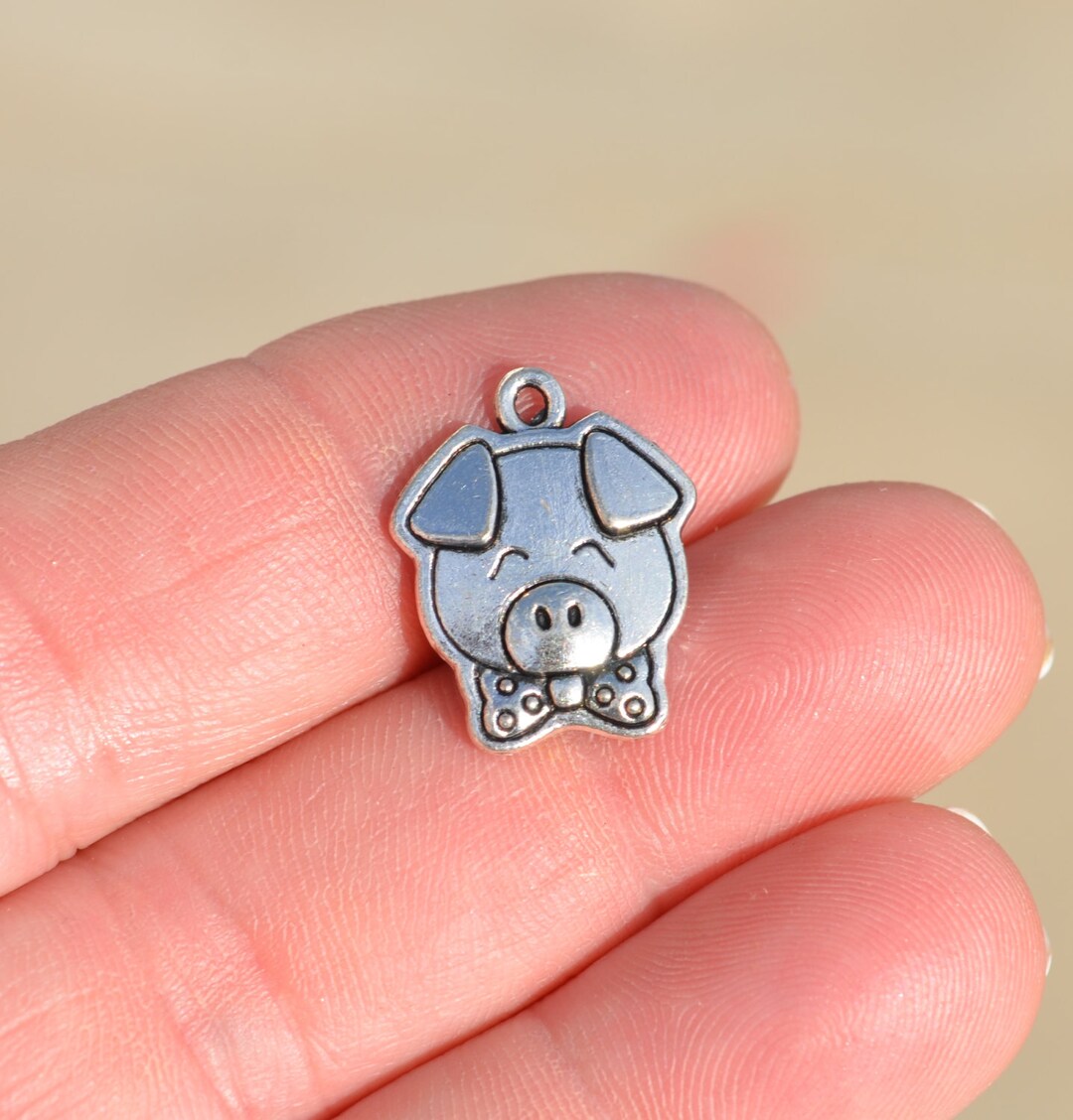 10 Pig Silver Tone Charms SC5535 - Etsy