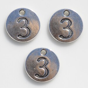 1 Number 3 Silver Tone Charm SC3731 - Etsy