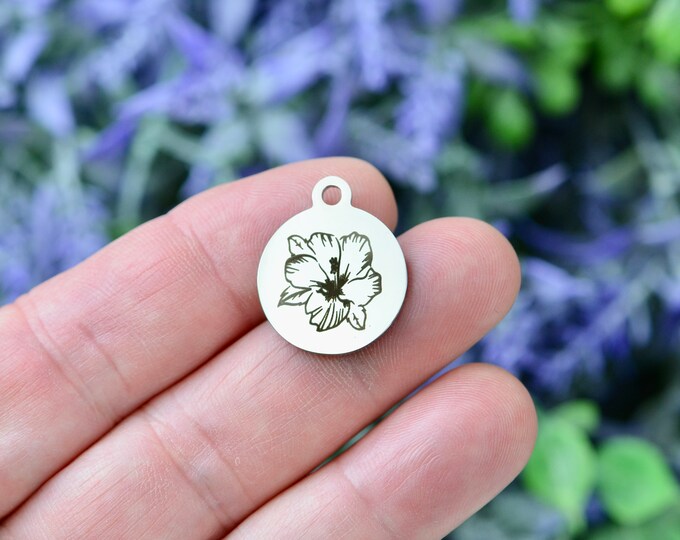 Flower-hibiscus-zipper Charm-**resin-silver Clasp-light Purple-larger ...