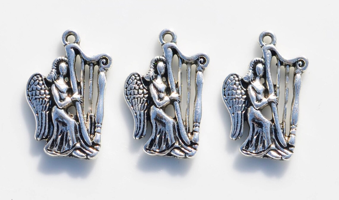 1 Angel Playing the Harp Silver Tone Charm SC1216 - Etsy