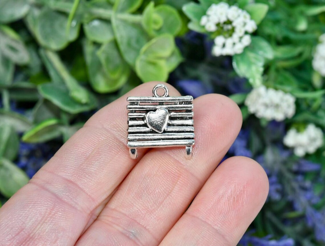 1 Park Bench With a Heart Silver Tone 3D Charms SC5509 - Etsy