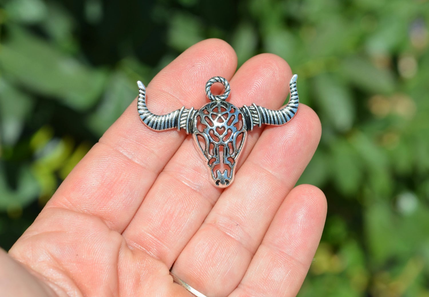 1 Bull Head Silver Tone Charm SC3810 - Etsy