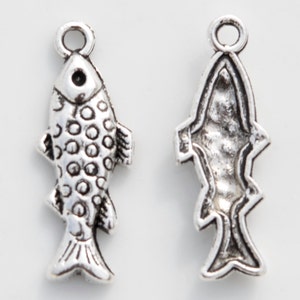 10 Fish Silver Tone Charms SC3765 - Etsy
