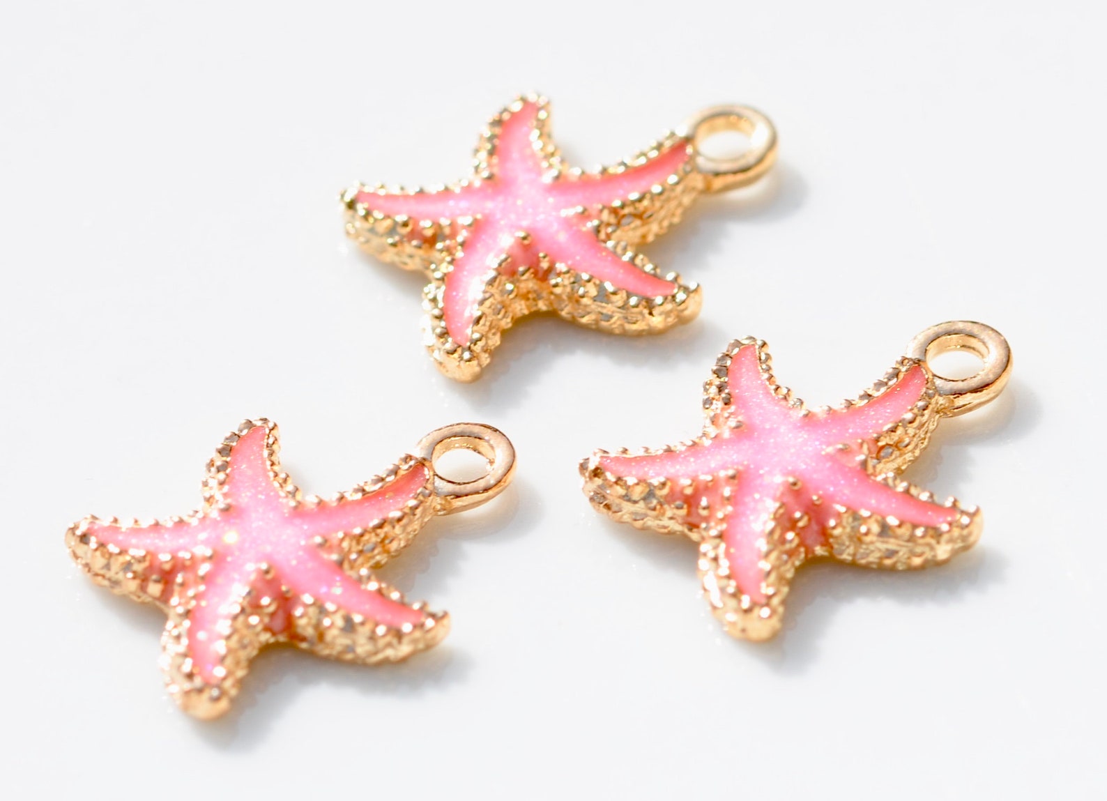 BULK 20 Starfish Gold Tone and Pink Enamel Charms GC6542 | Etsy