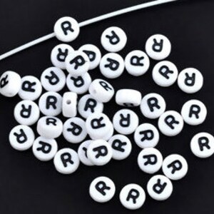 20 White Acrylic Letter R Beads, 7mm Round Alphabet Beads BD945 - Etsy