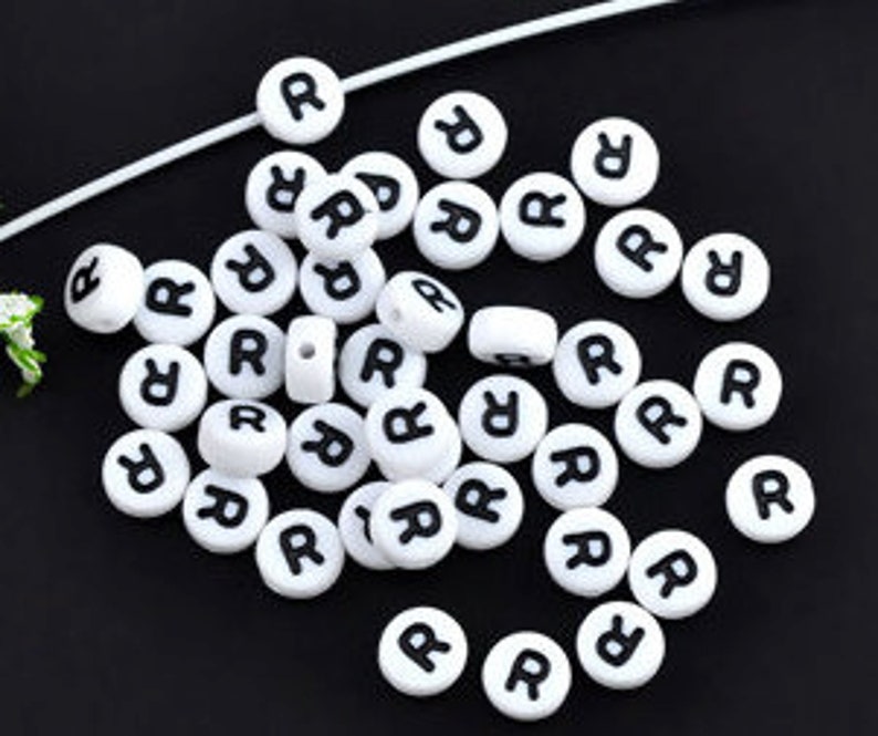 20 White Acrylic Letter R Beads, 7mm Round Alphabet Beads BD945 - Etsy