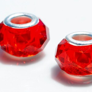 5 Red Glass European Beads BD937 - Etsy